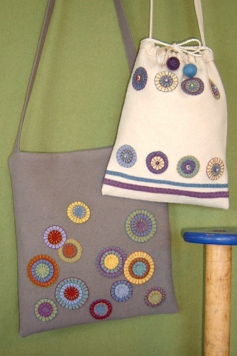 Two Wool Appliqued purses to use everyday.