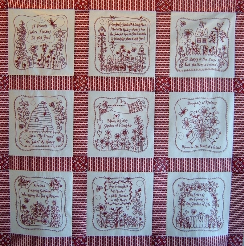 Friendship Garden Quilt Hand Embroidery Pattern
