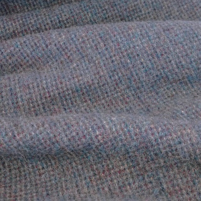 Tweed "checkerboard" Pattern of Blue, Burgundy, Beige.