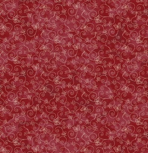 Red Background with delicate flying Bugs - Butterflies, Bees and ...