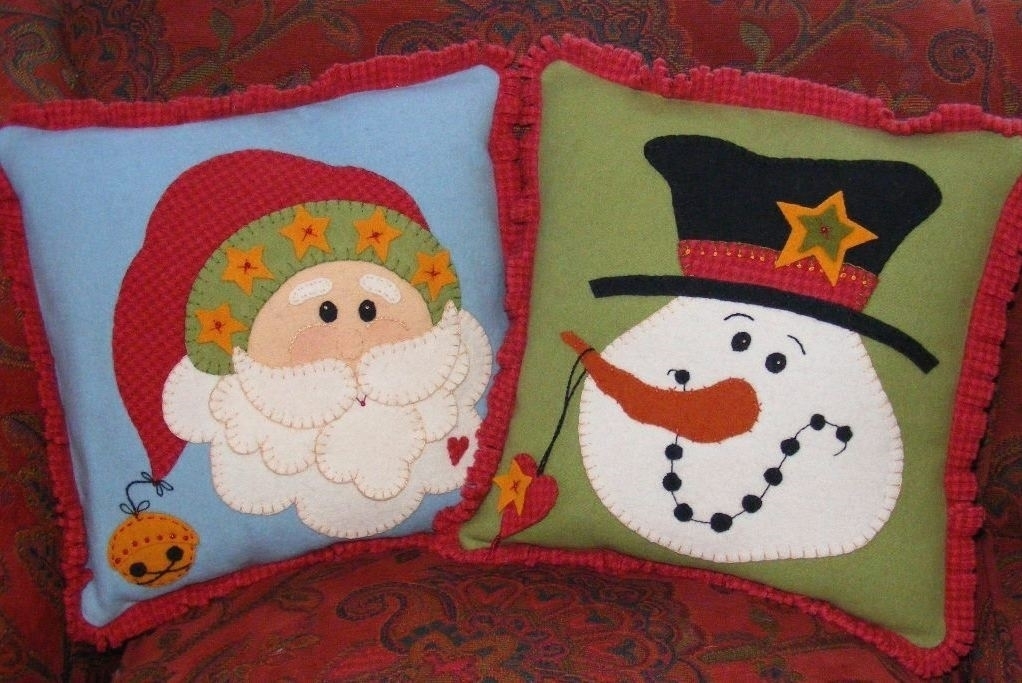 A jolly Wool Applique Santa With a Clever Dimensional Beard.