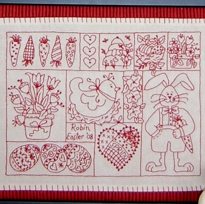 Colorful Embroidery Sampler Design for Spring or Easter