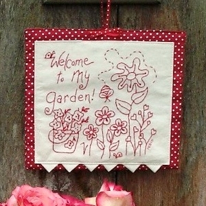 Spring Garden RedWork - Machine Embroidery Pattern - Shipped