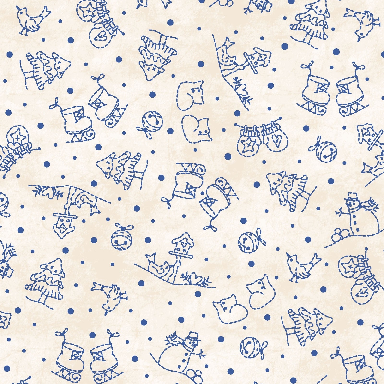 Roly-Poly Mini Motifs - Natural Cotton Fabric