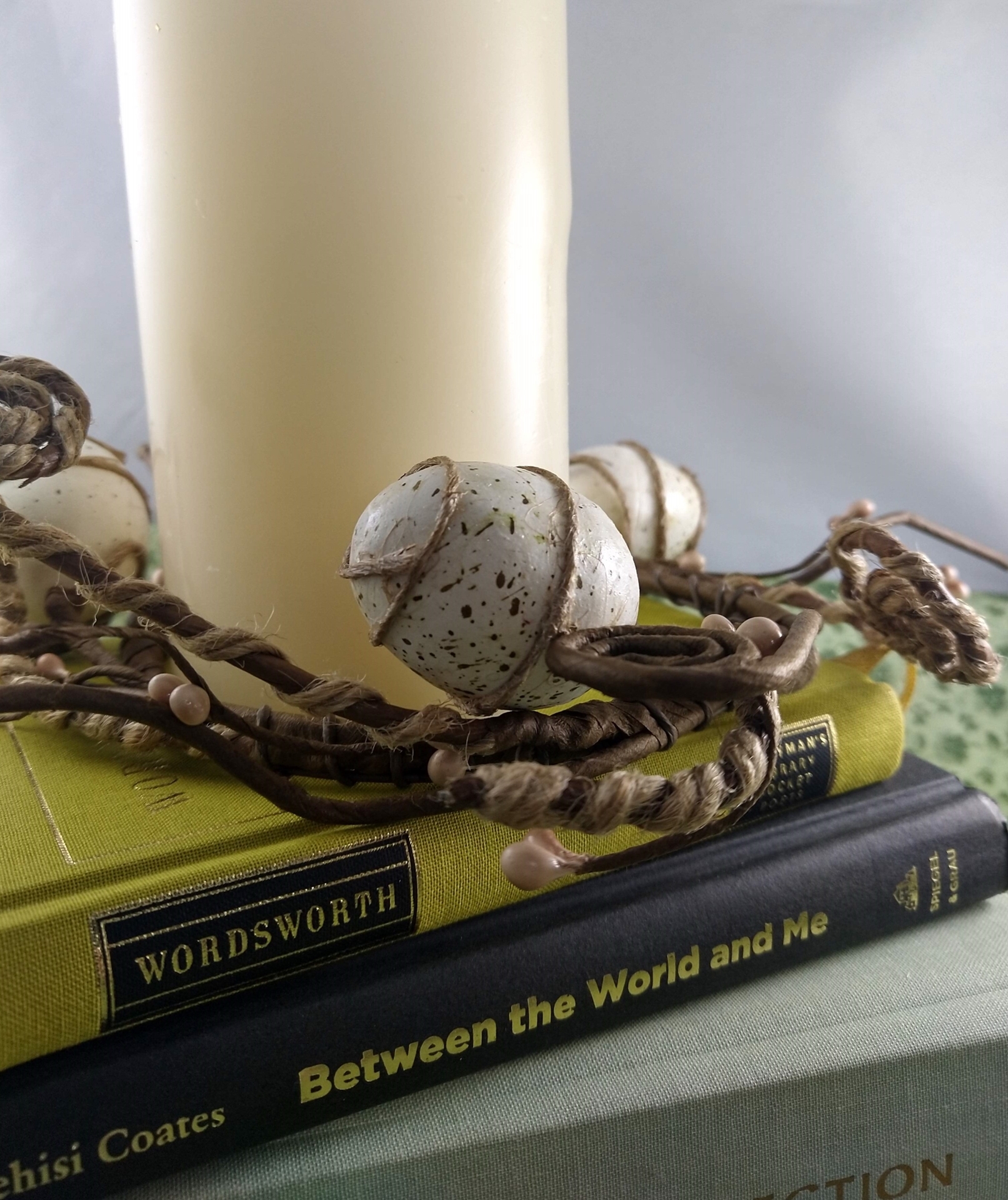 Twist Eggs Candle Ring. Wrapped wire plus fat Primitive Eggs....perfect ...