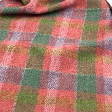 100% Pre Felted Wool in a Bold Check of Shades of Pink and Grey.