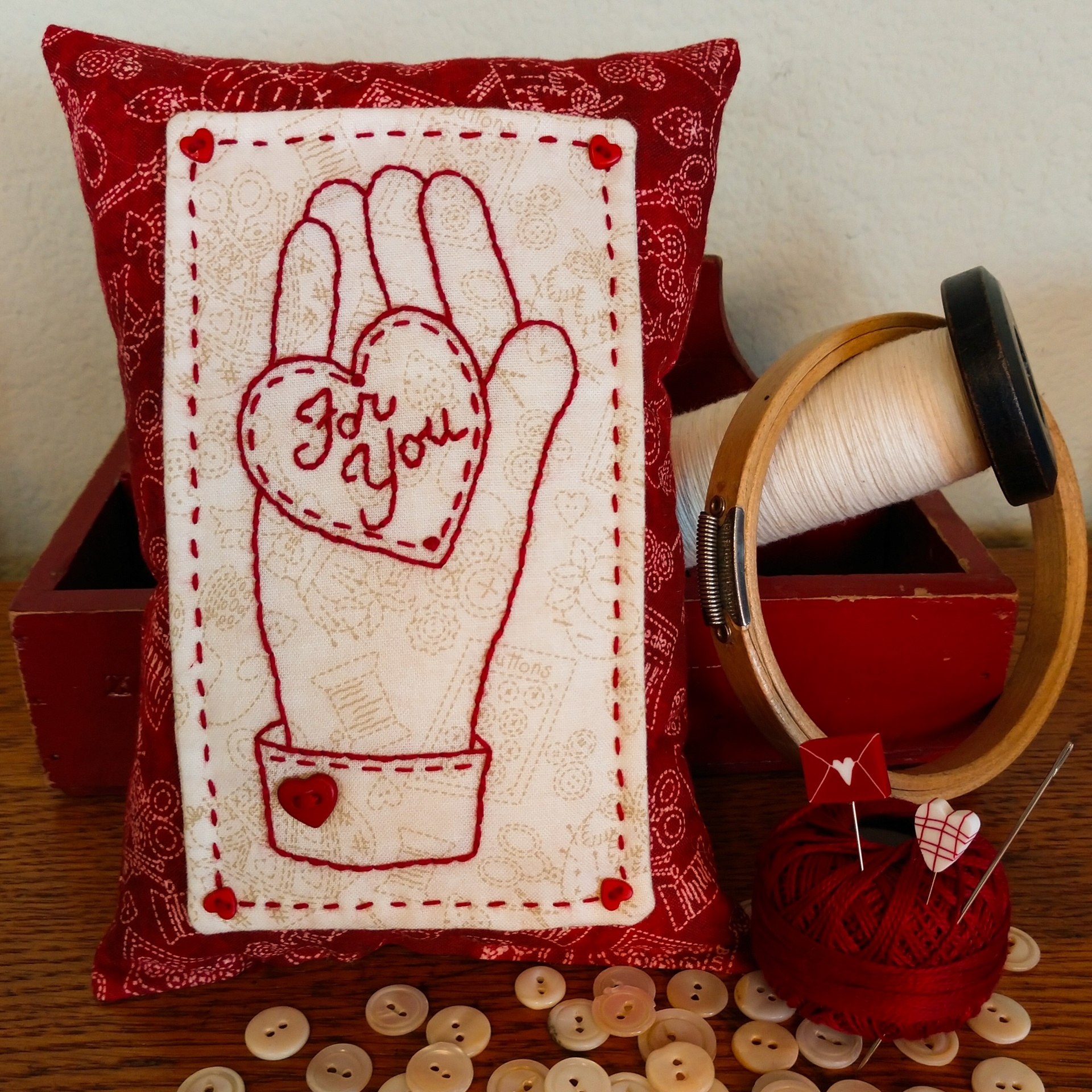 RedWork Pin Cushion Collection - Hand Embroidery Pattern - Download