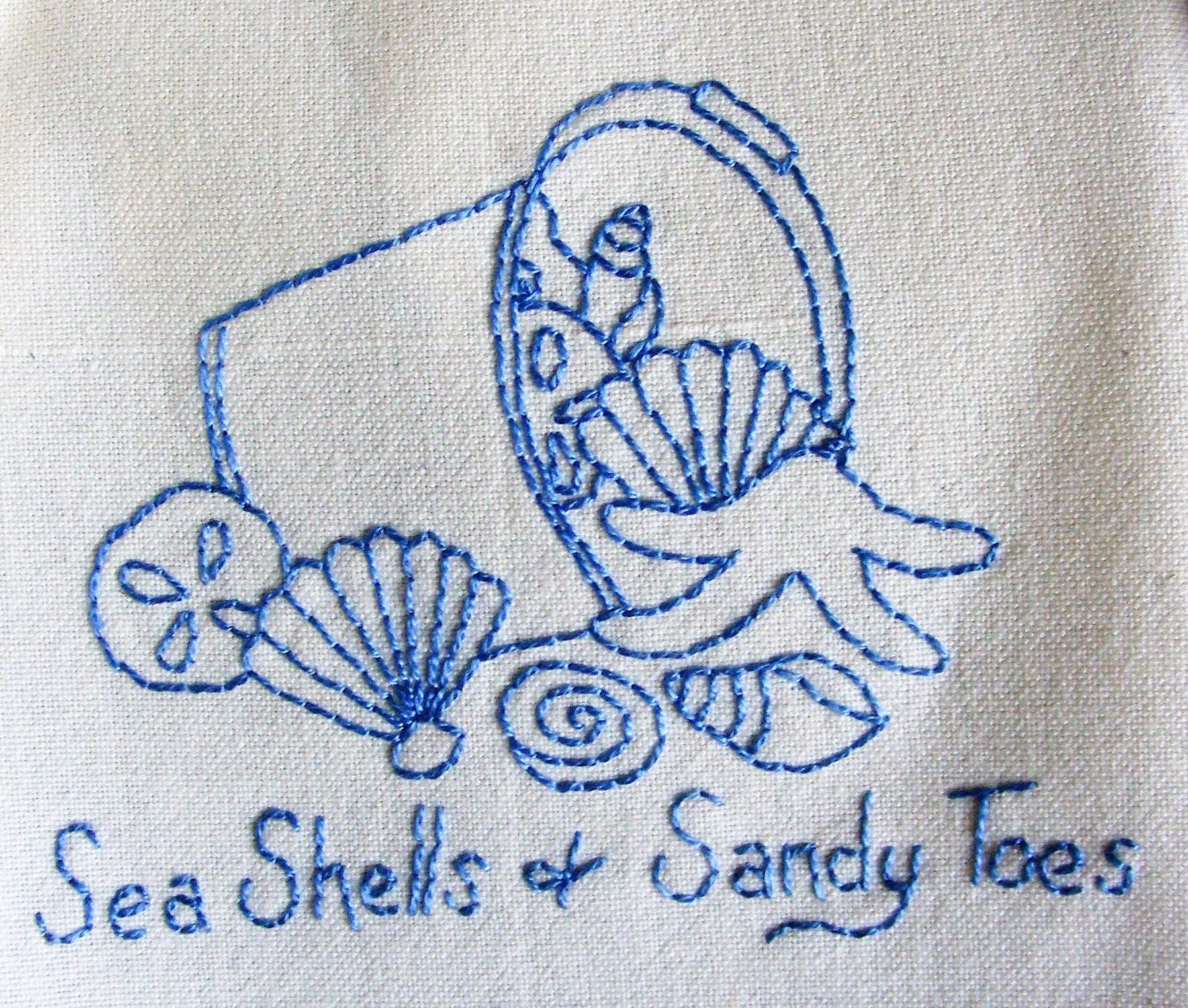 Summer Seashells Tea Towel Hand Embroidery Pattern