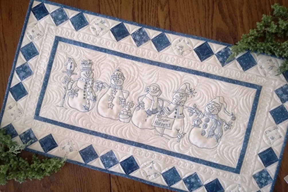 Snow Happens! Table Runner - Machine Embroidery Pattern - Download