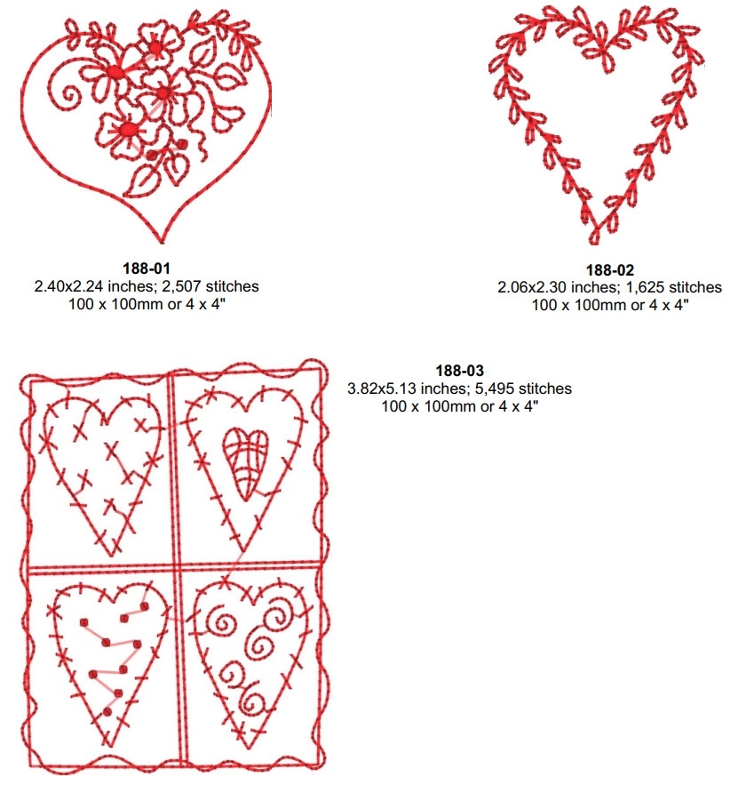 Patchwork Hearts - Machine Embroidery Pattern - Download