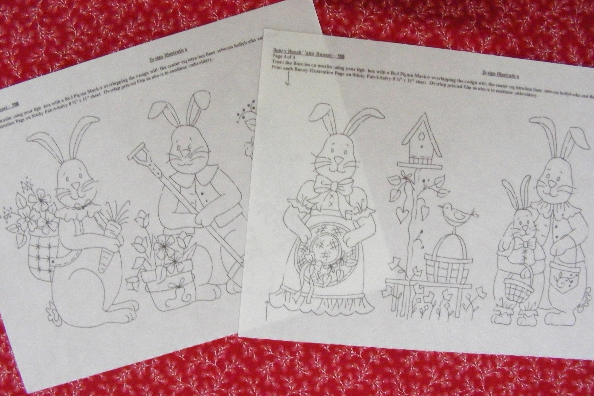 Bunny Bunch Table Runner - Hand Embroidery Pattern - Download