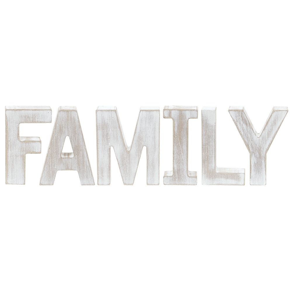 4 Wooden Letters spelling "FAMILY"