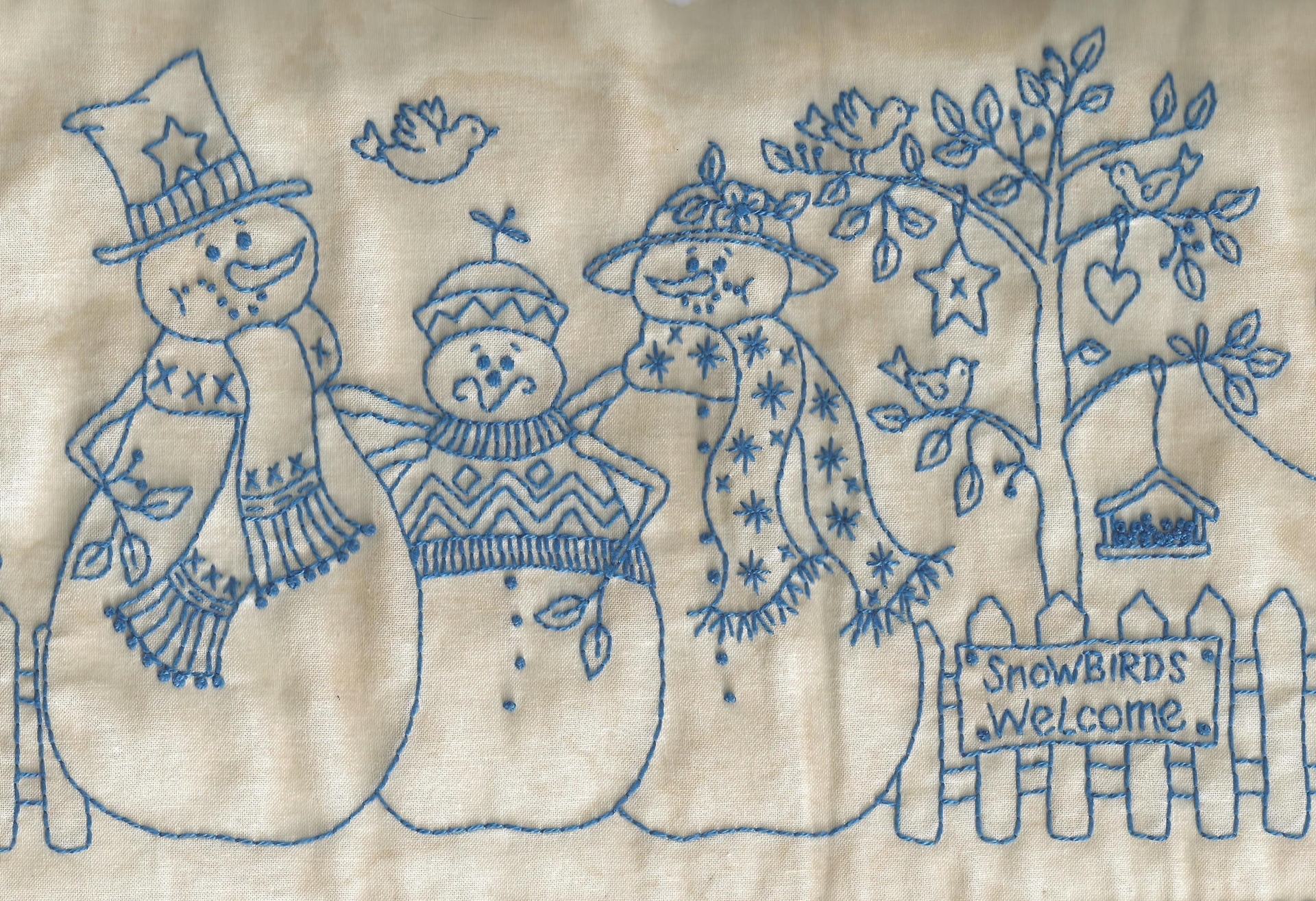 Yard of Snowmen - Hand Embroidery Pattern - Shipped