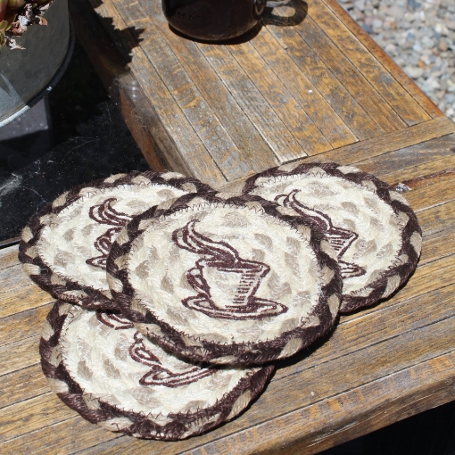 5" Round Stenciled Coaster with One Good Cup Design