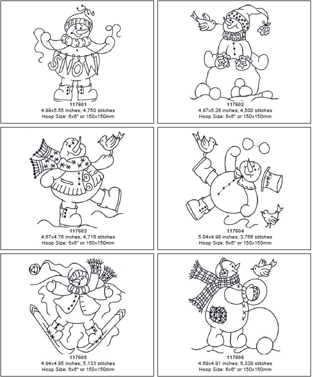 Frolicking Roly-Poly Snowmen Quilt - Machine Embroidery Pattern - Shipped