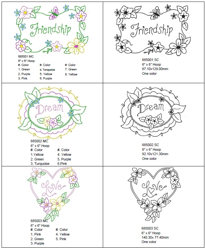 Love, Dream, Friendship Tea Towels Pattern - Machine Embroidery - Download