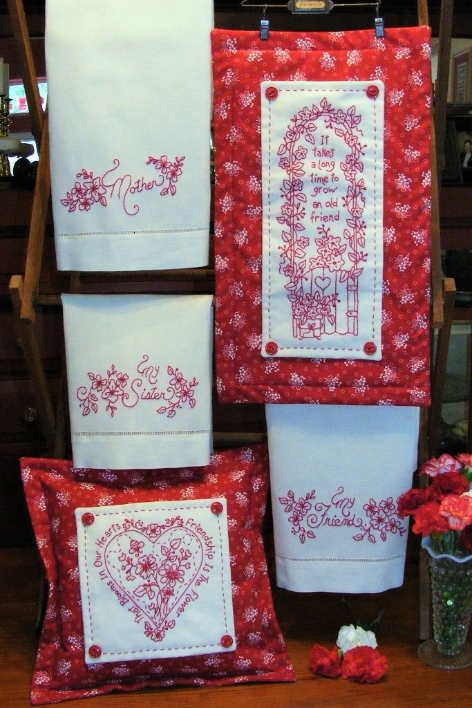 Friends and Family RedWork - Hand Embroidery Pattern