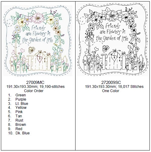 Friendship's Garden Quilt - Machine Embroidery Pattern - Download