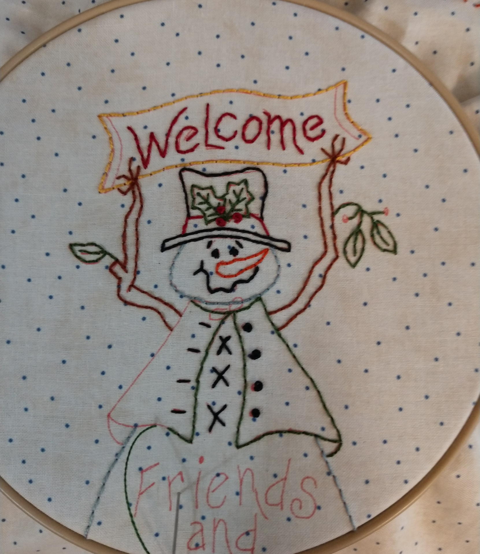 Friends and Snowflakes Hand Embroidery Pattern Shipped