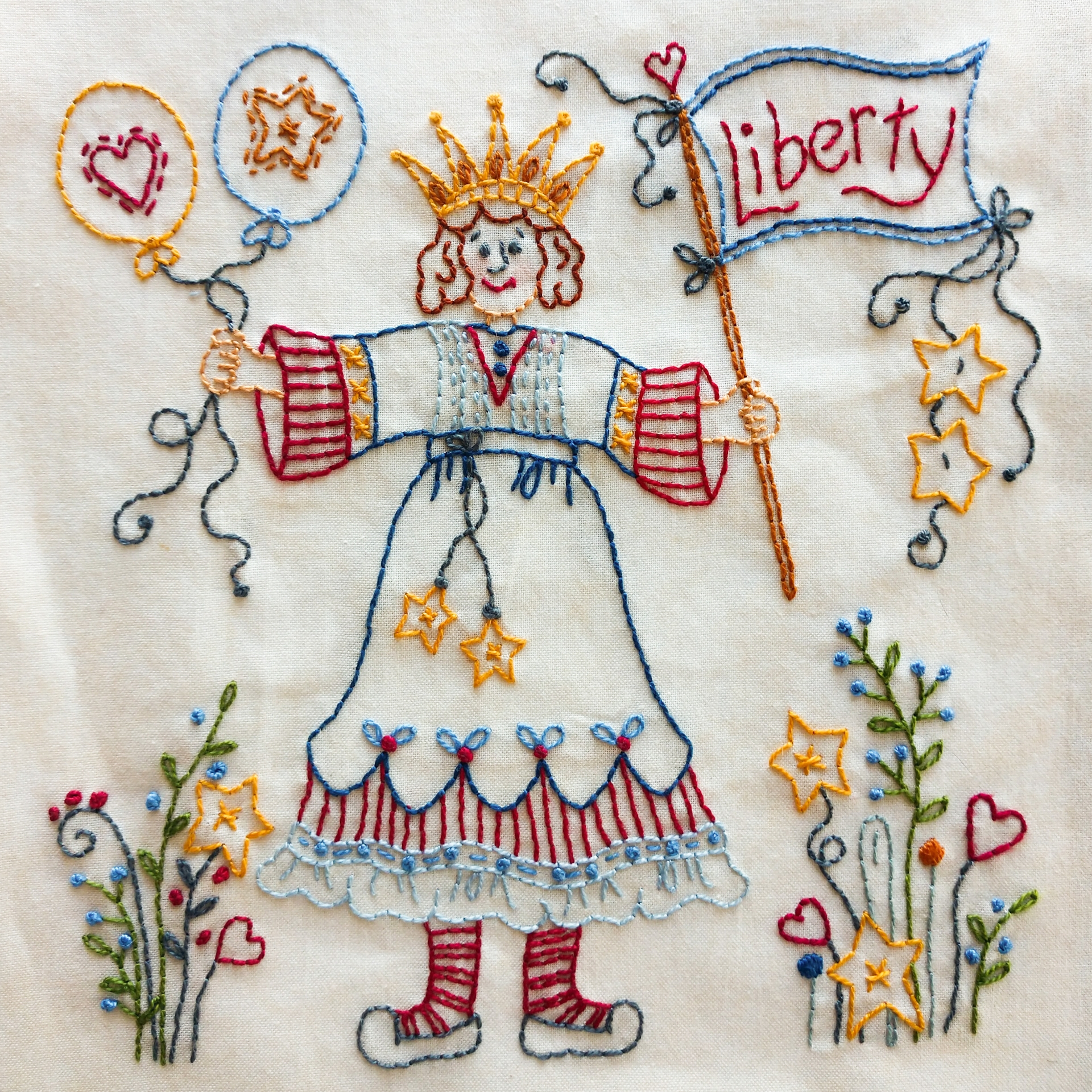 Lady Liberty - Hand Embroidery Pattern - Download