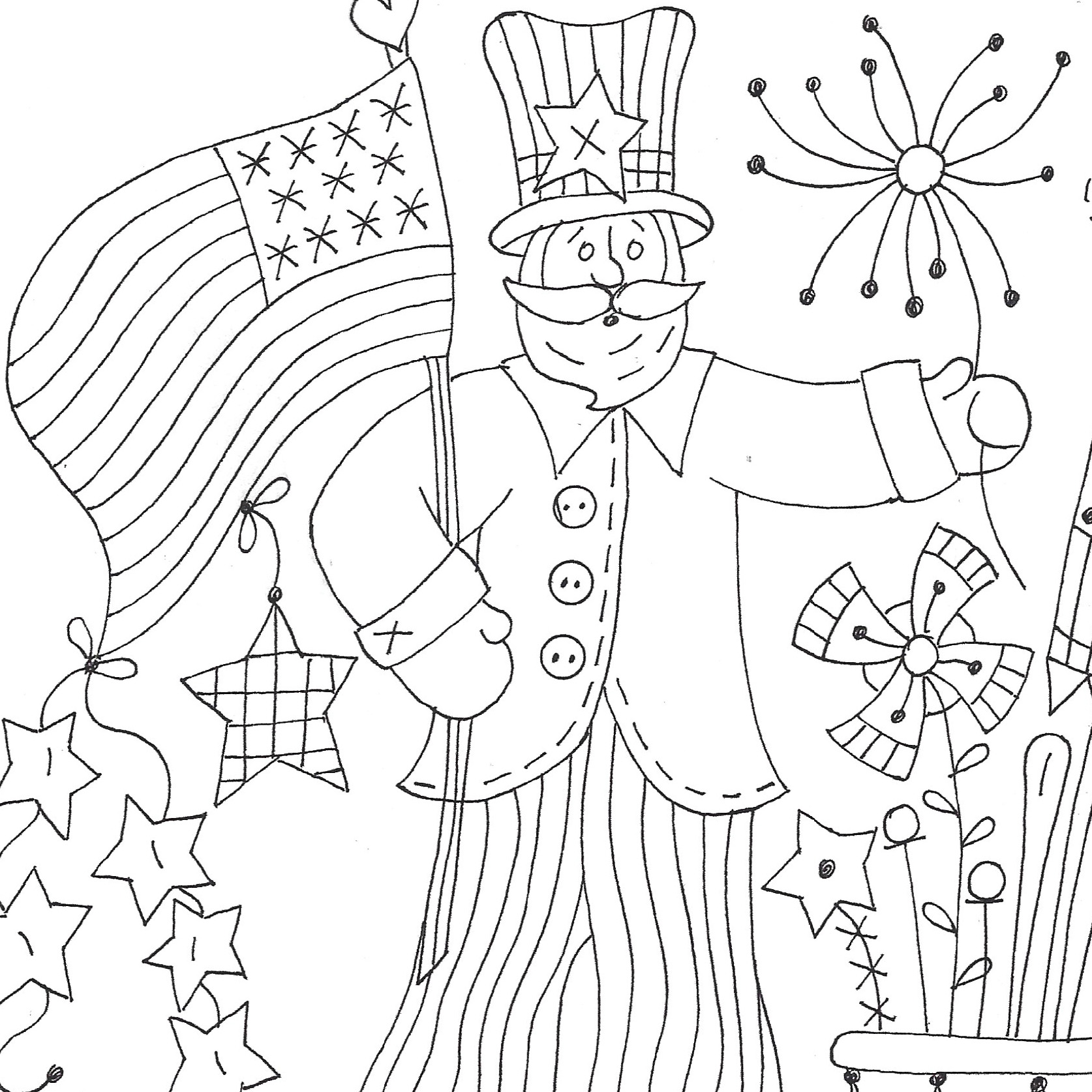 Uncle Sam - Hand Embroidery Pattern - Shipped