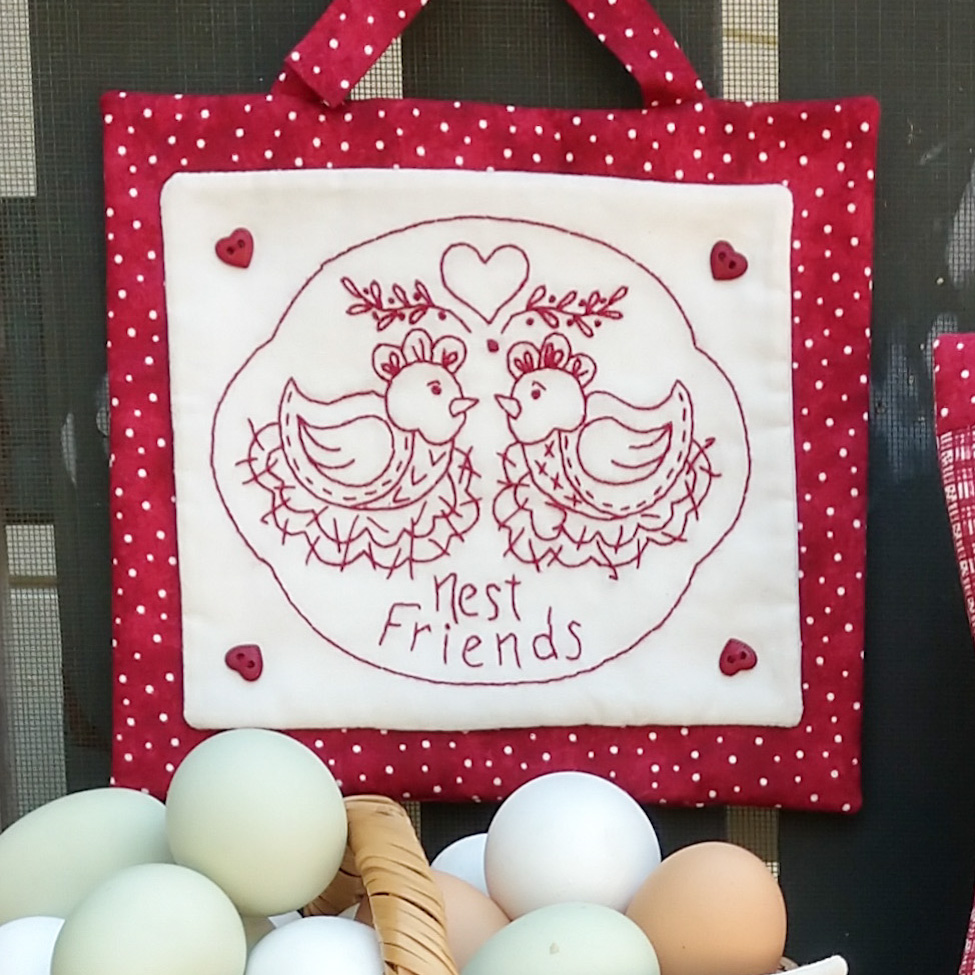 Nest Friends Redwork - Machine Embroidery Pattern - Shipped