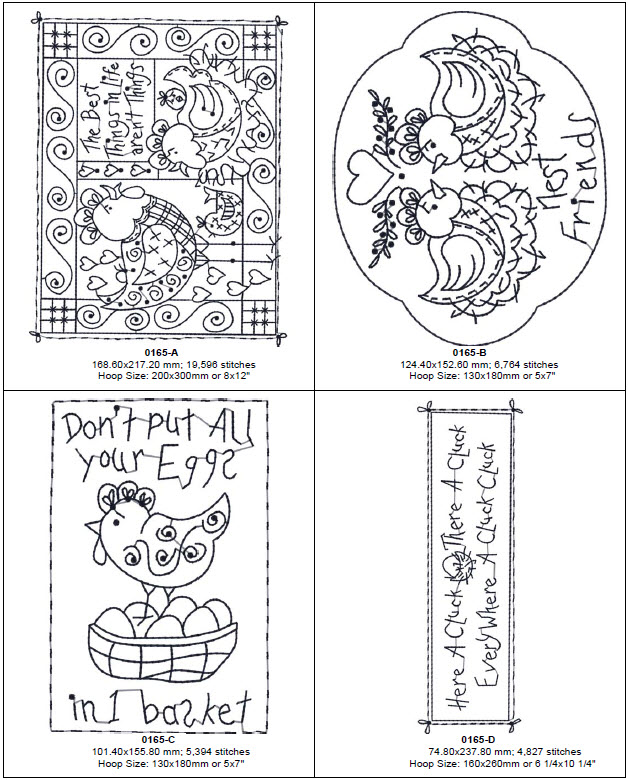 Nest Friends Redwork - Machine Embroidery Pattern - Shipped
