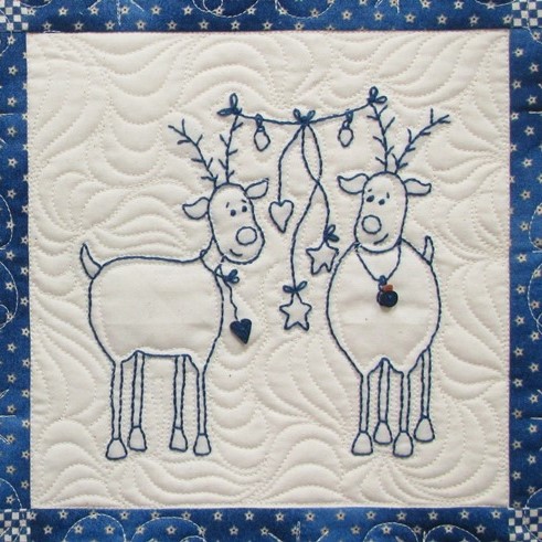 Snowmen & Reindeer Quilt - Hand Embroidery Pattern - Shipped