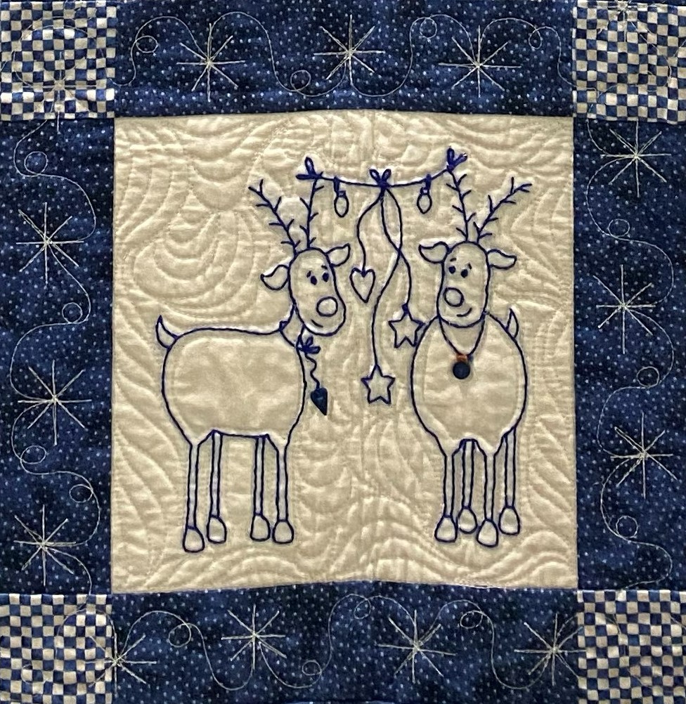 Snowmen & Reindeer Quilt - Hand Embroidery Pattern - Shipped