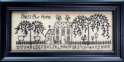 Bless Our Home Hand Embroidery Blackwork Pattern