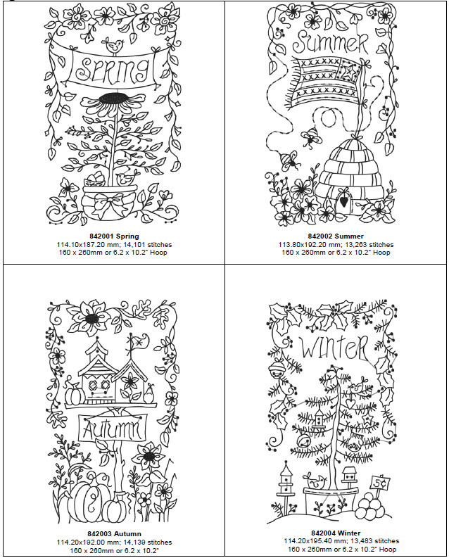 4 Seasons Button Ups - Machine Embroidery Pattern - Download