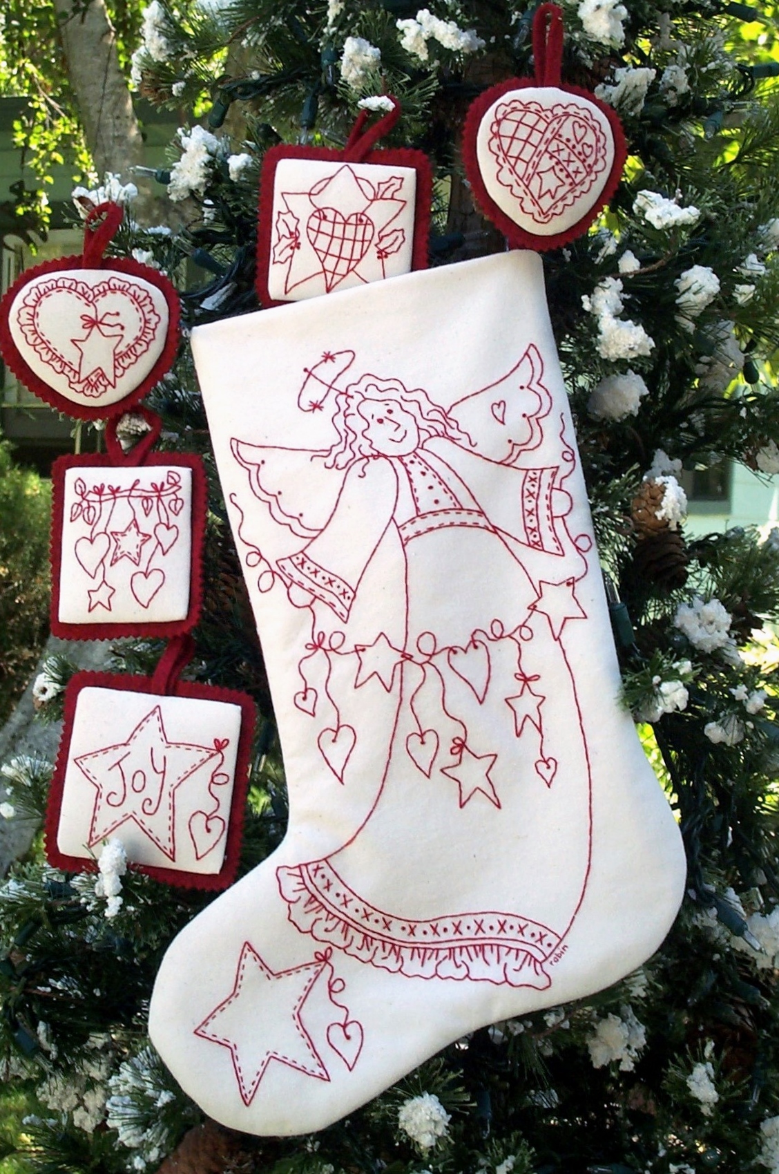 Heartfelt Angel Stocking - Machine Embroidery Pattern - Download