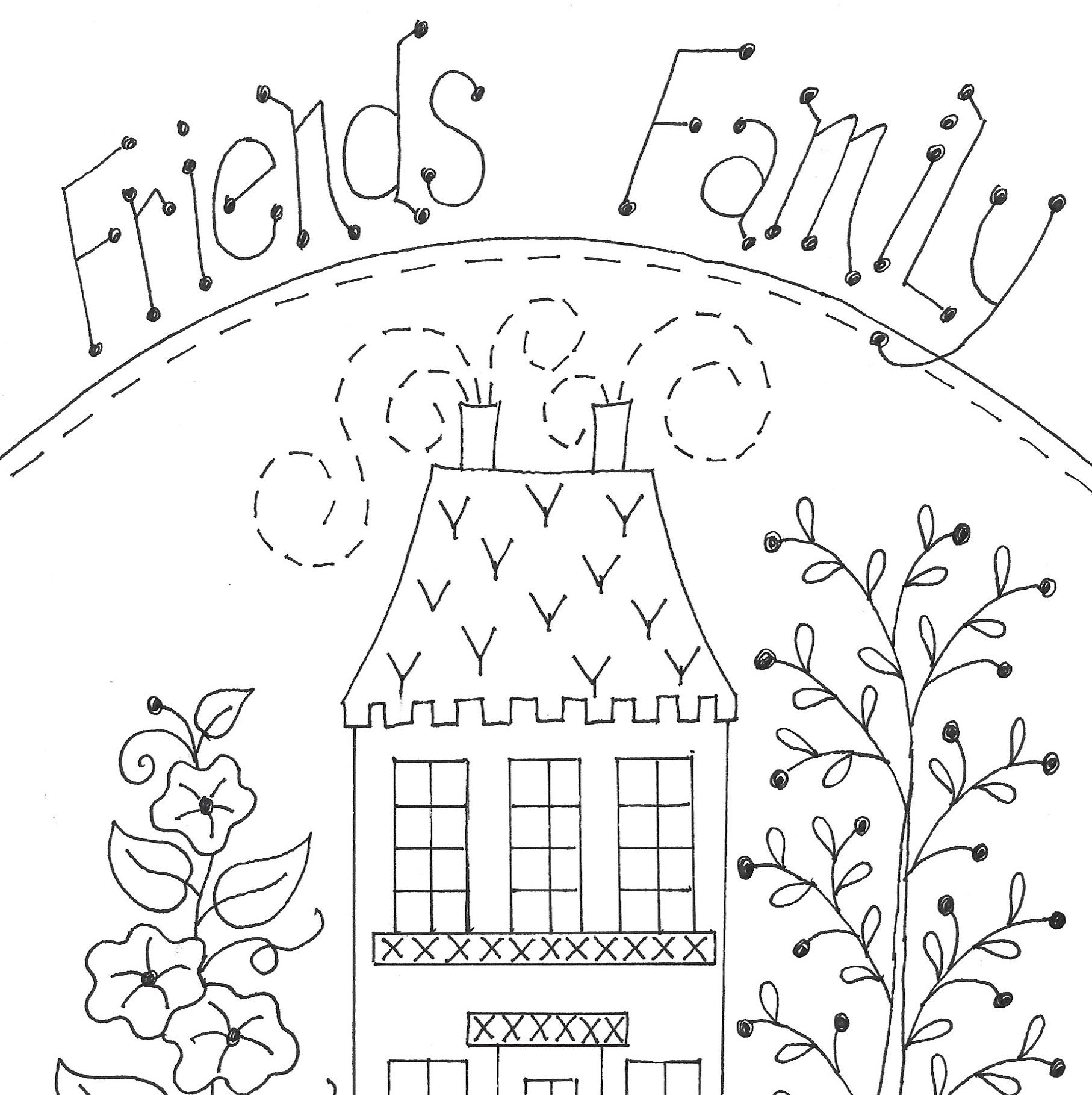 Friends & Family Welcome - Hand Embroidery Pattern - Download