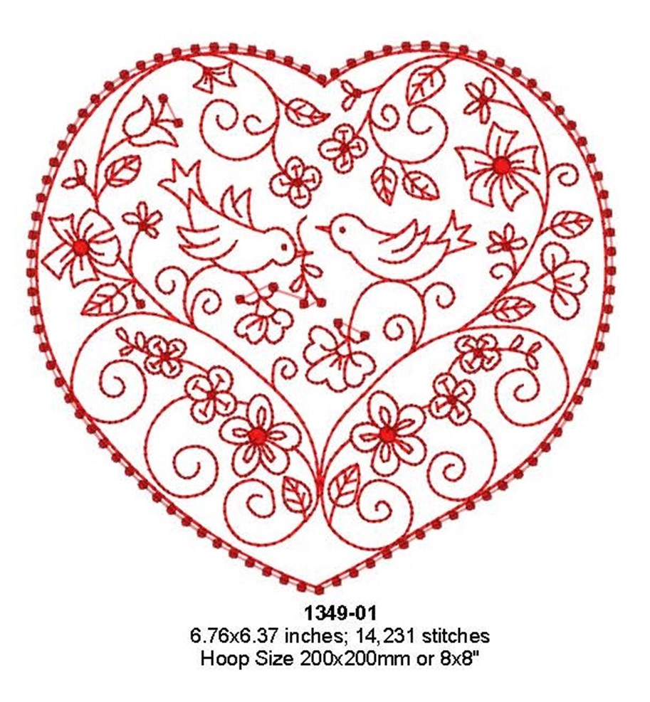 Lacy Valentine Heart - Machine Embroidery Pattern - Shipped