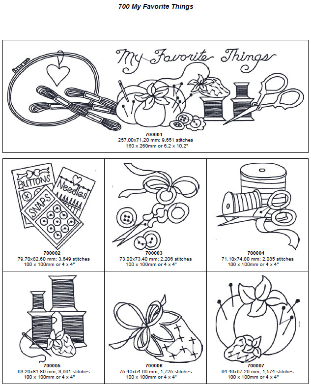 My Favorite Things - Machine Embroidery Pattern - Shipped
