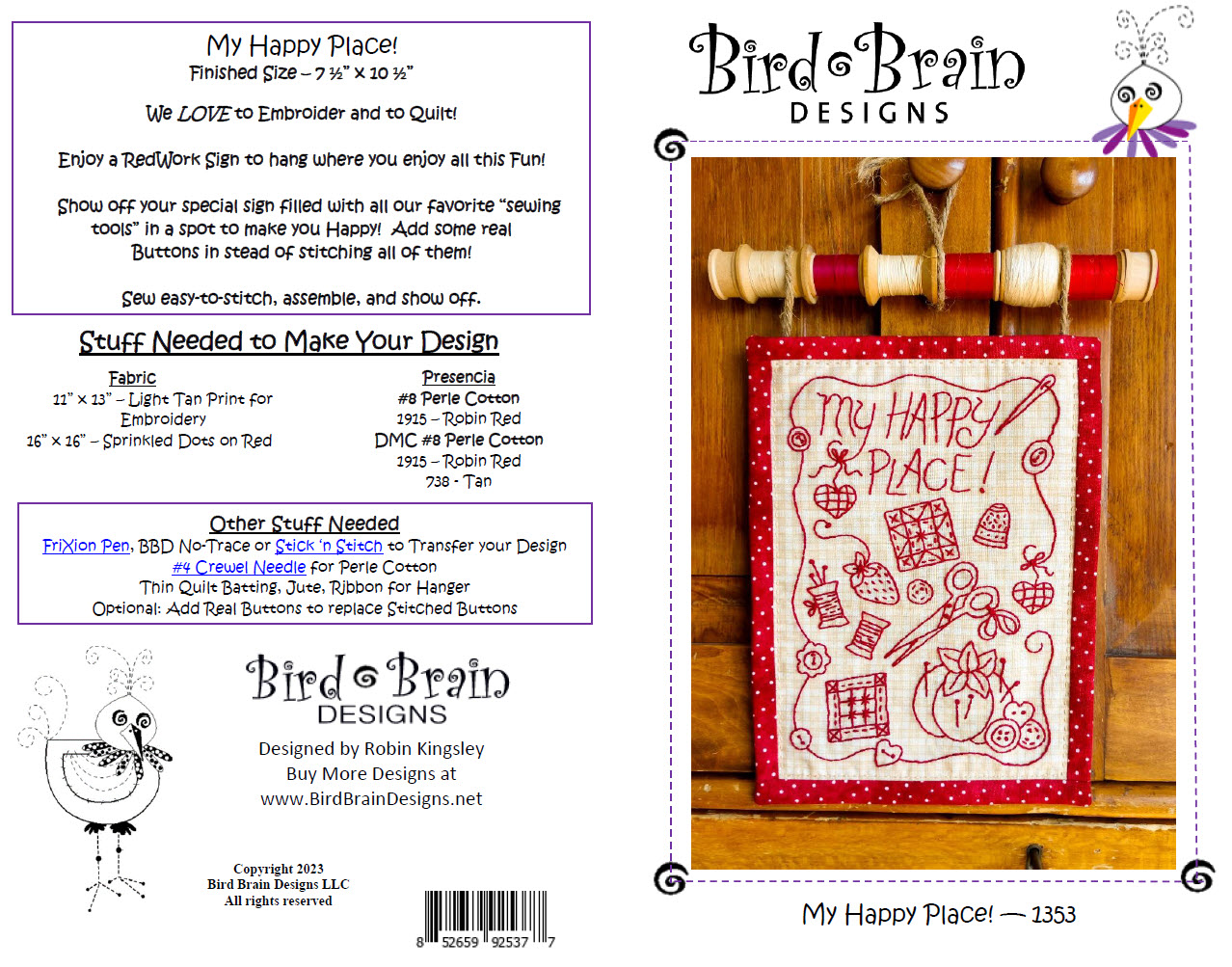 My Happy Place! - Hand Embroidery Pattern - Download