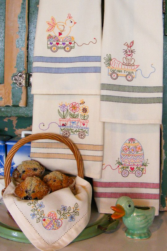Easter Tea Towels - Machine Embroidery Pattern - Shipped
