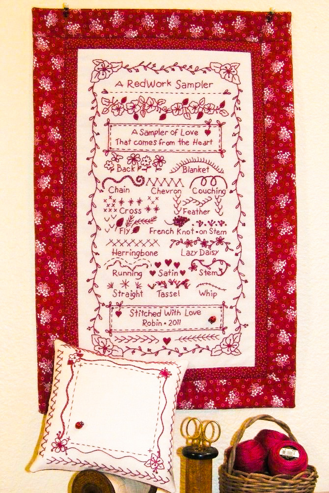 A RedWork Sampler - Hand Embroidery Pattern - Shipped