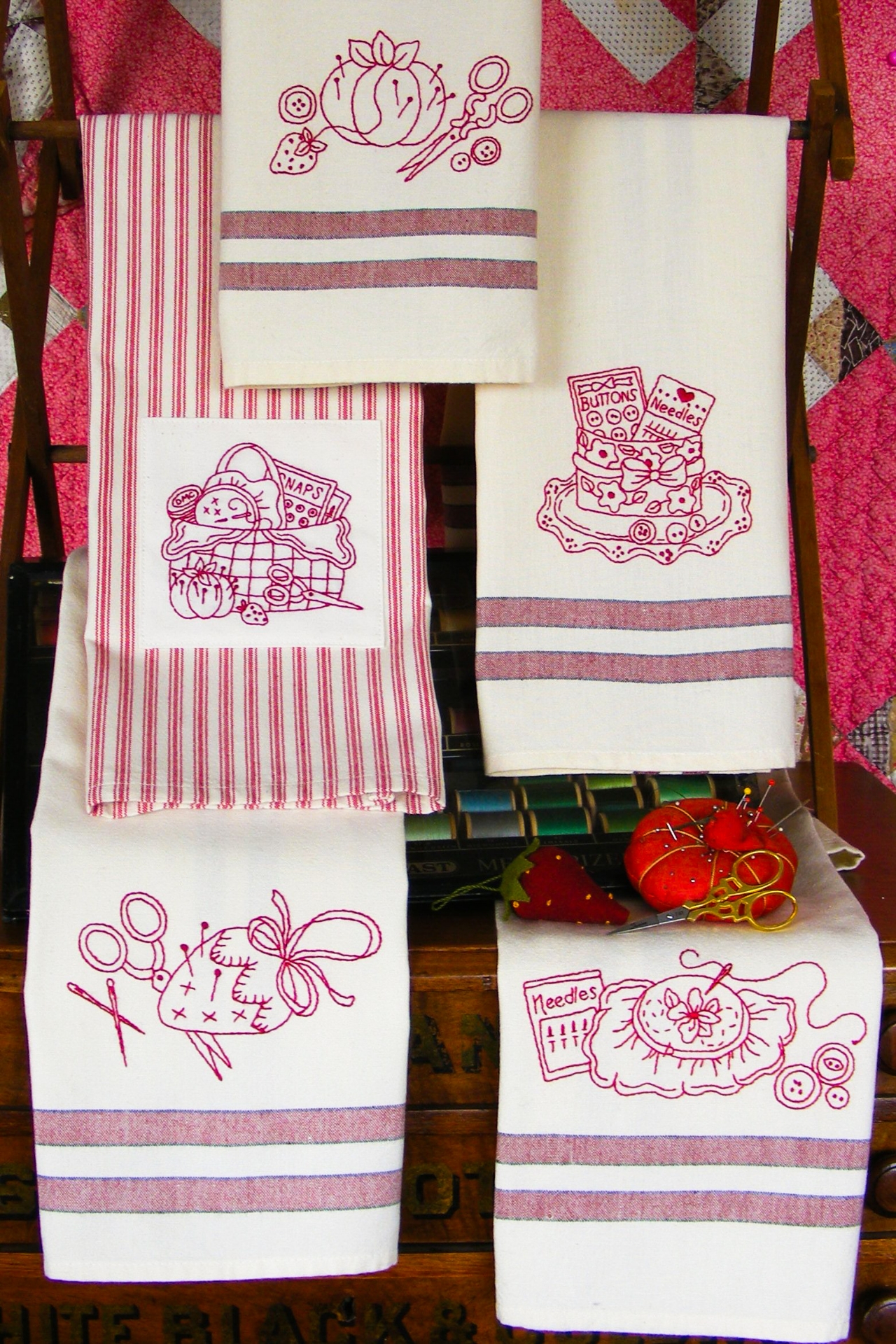 The RedWork Kitchen - Machine Embroidery Pattern - Download