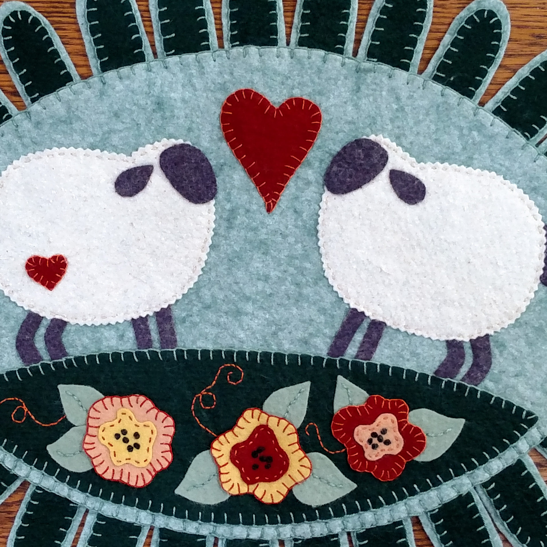 Woolen Love Table Topper - Wool Applique Show Model