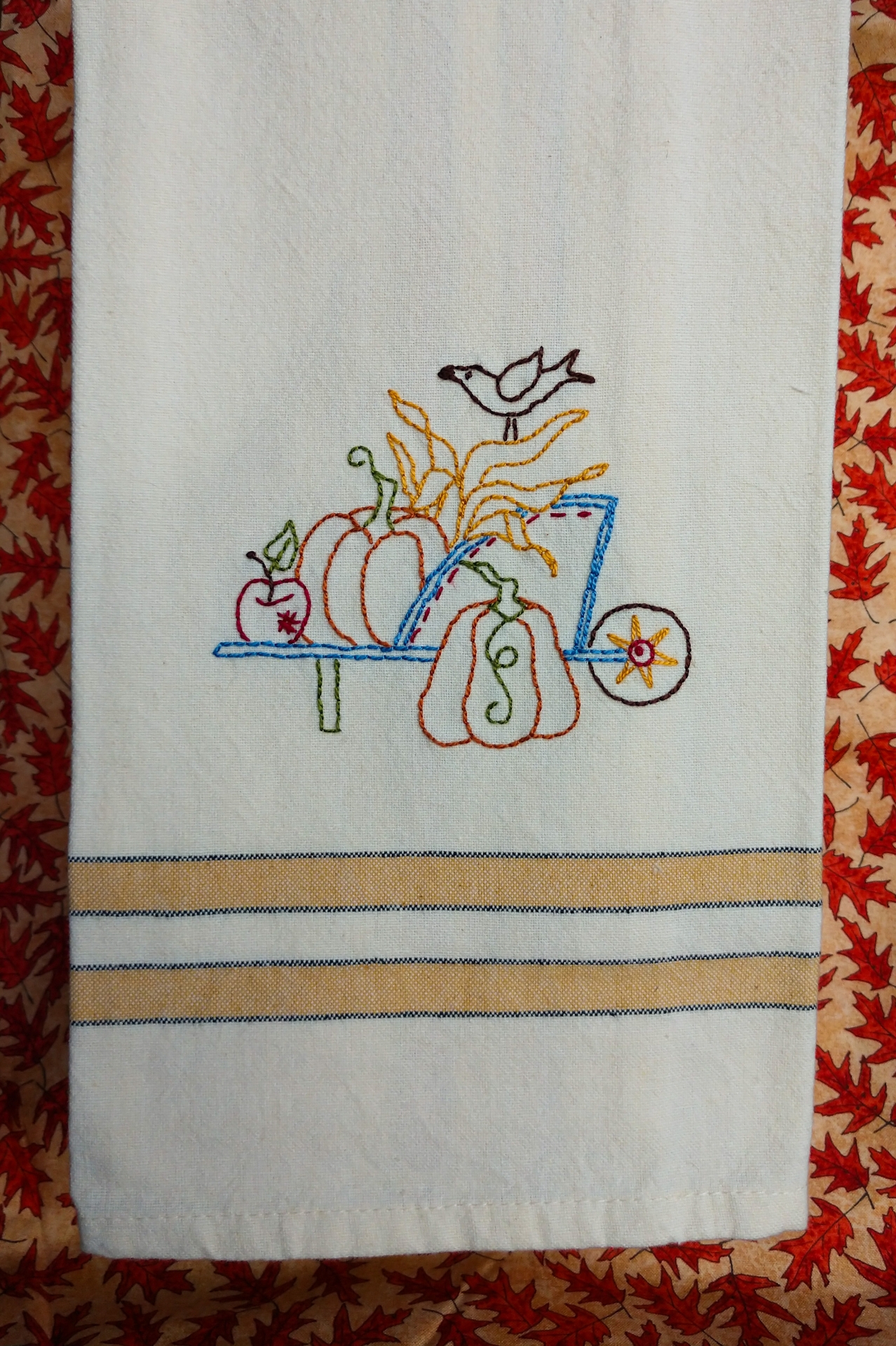 Harvest Wheelbarrow Tea Towel - Show Model