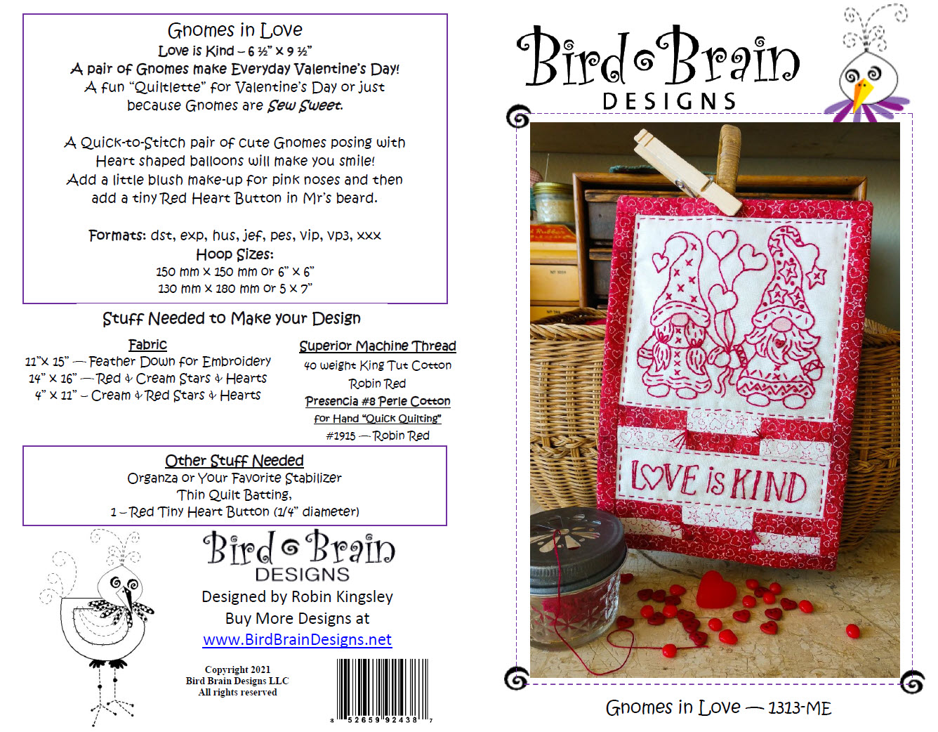 Gnomes In Love - Machine Embroidery Pattern - Shipped