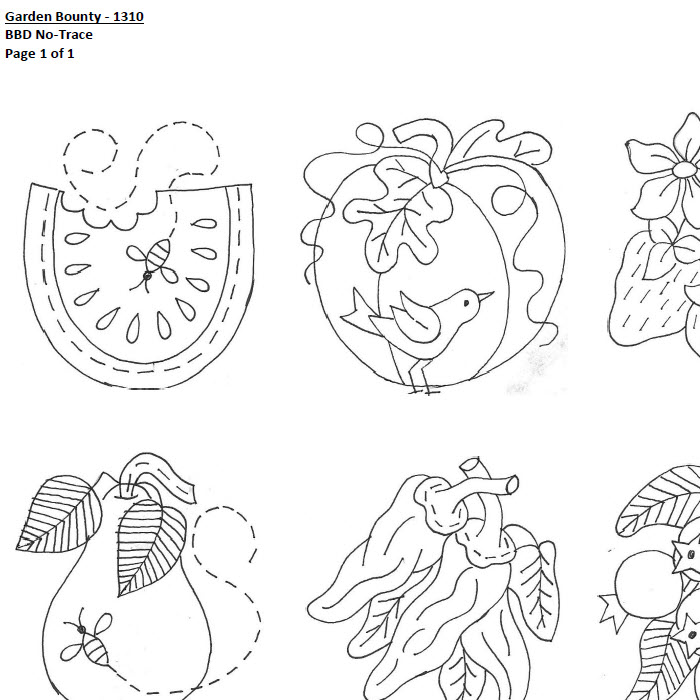 Garden Bounty Mini Quilt - Hand Embroidery Pattern - Download