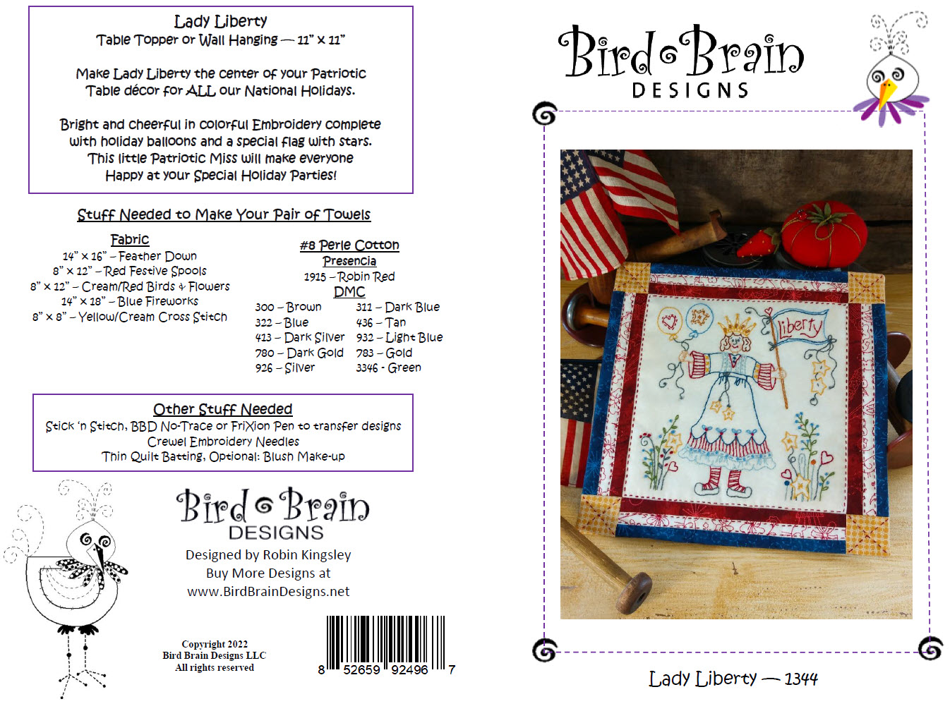 Lady Liberty - Hand Embroidery Pattern - Download