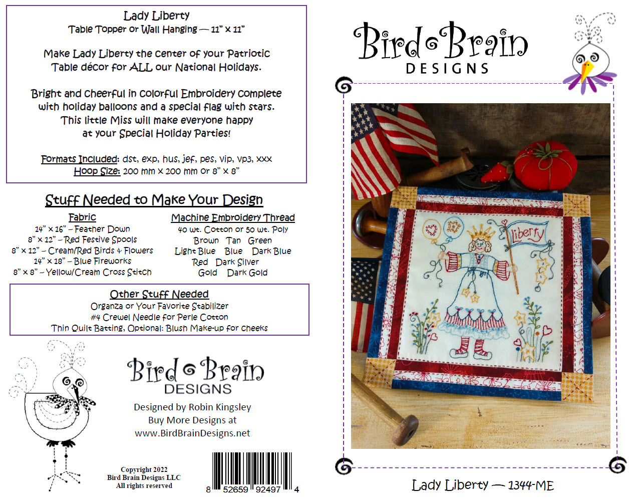 Lady Liberty - Machine Embroidery Pattern - Download