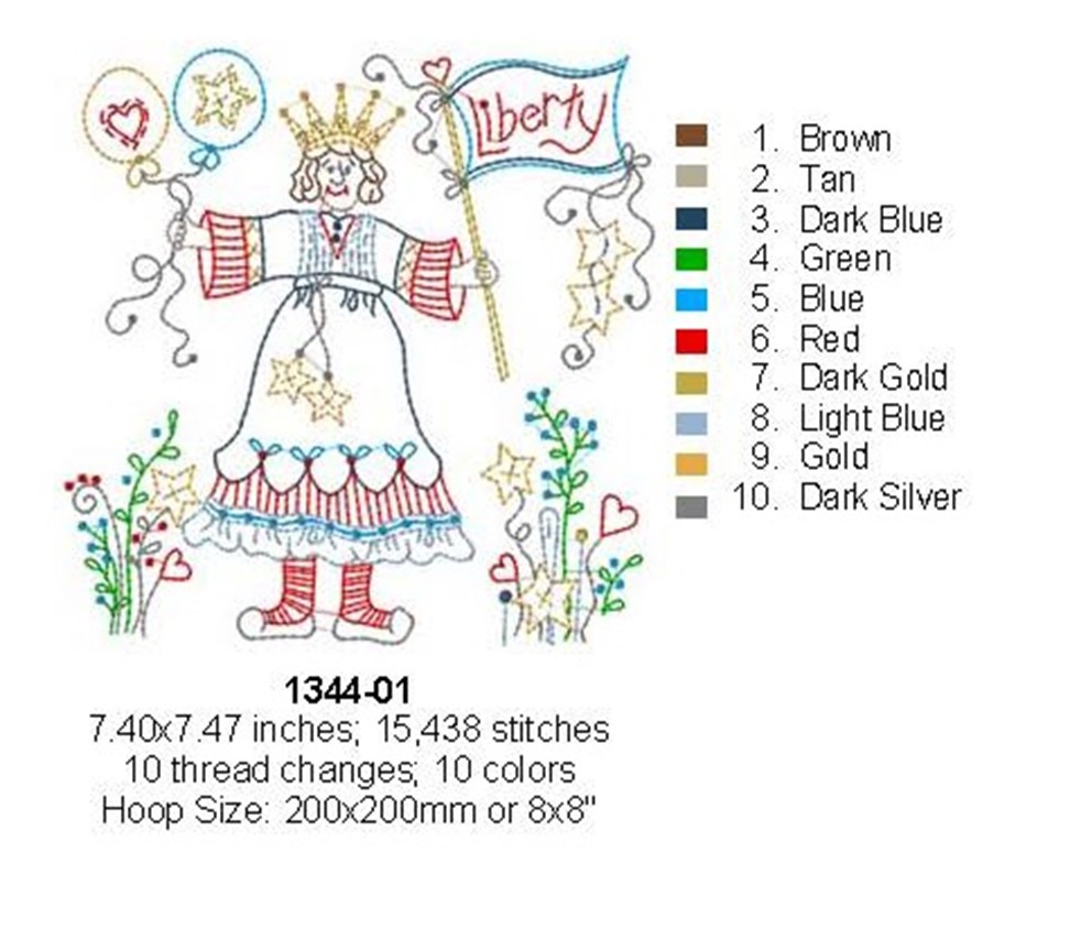 Lady Liberty - Machine Embroidery Pattern - Download
