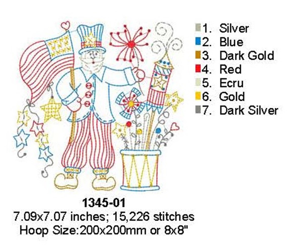 Uncle Sam - Machine Embroidery Pattern - Download