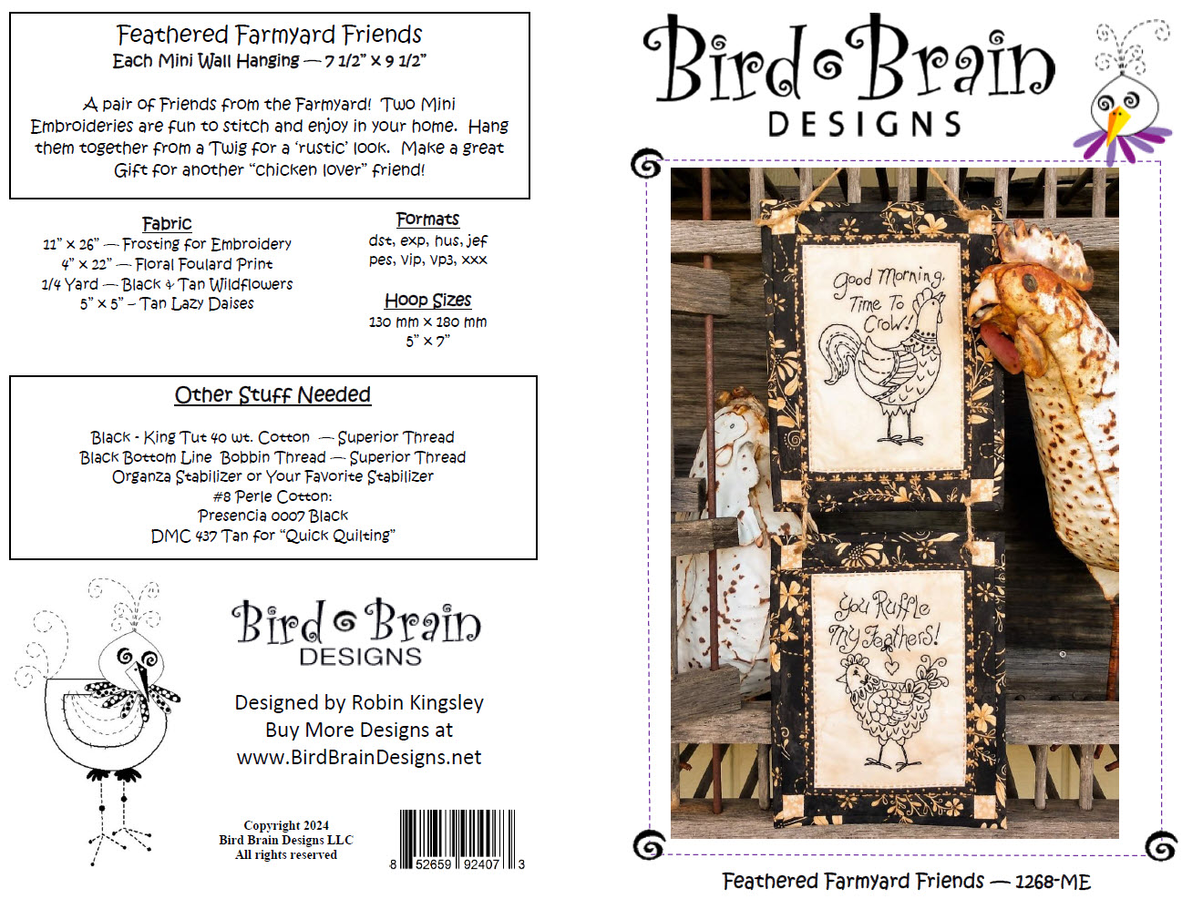 Feathered Farmyard Friends - Machine Embroidery Pattern - Shipped