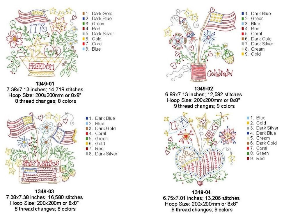 Celebrate Americana Quilt - Machine Embroidery Pattern - Download