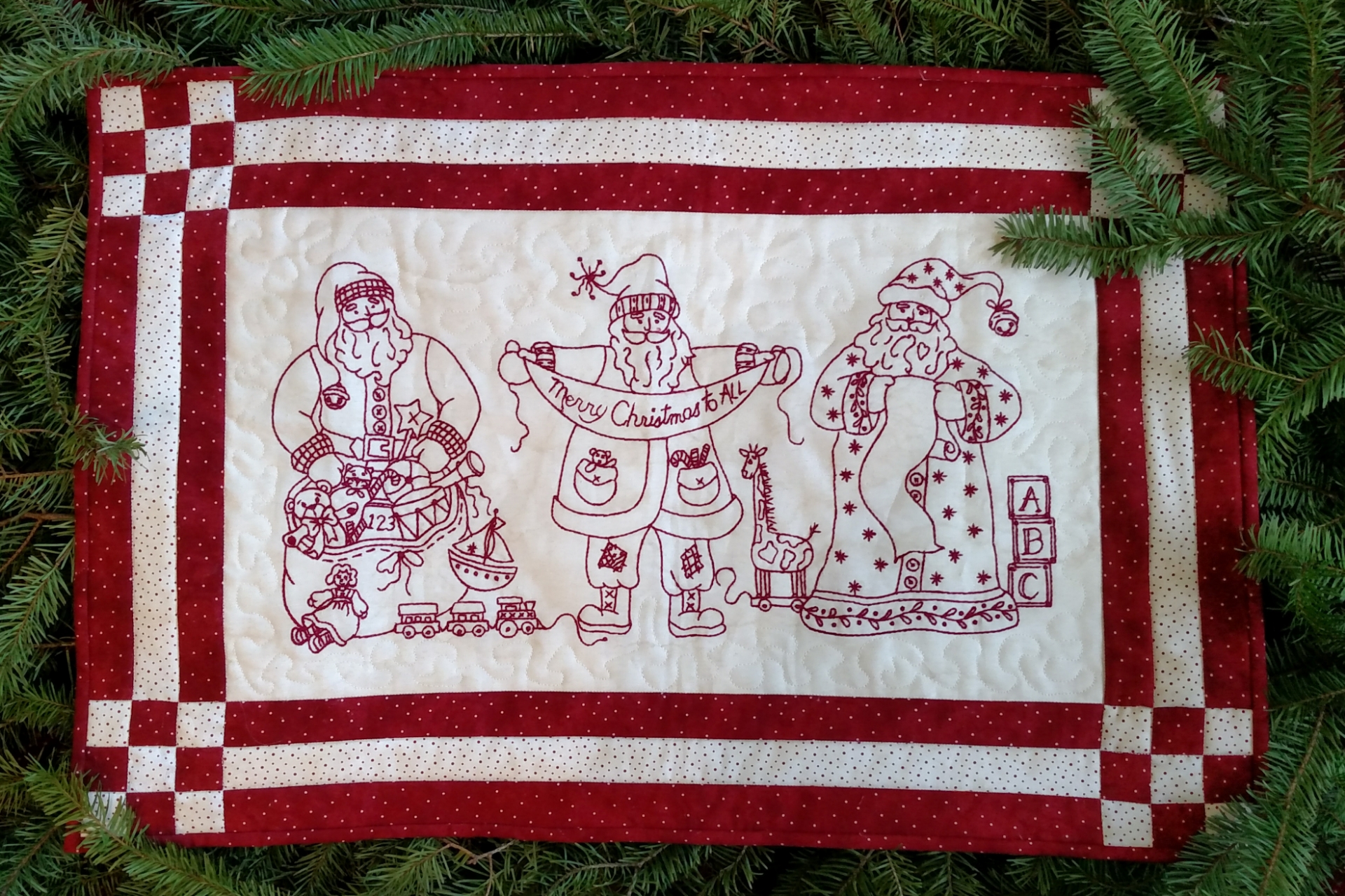 Santa Portrait Trio - Machine Embroidery Pattern - Download